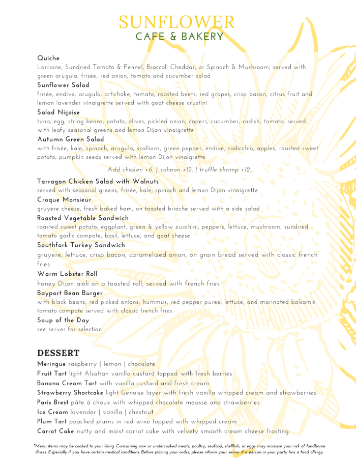 Sunflower Cafe & Bakery Opening in Former Le Soir Location in Bayport - Long Island Restaurants