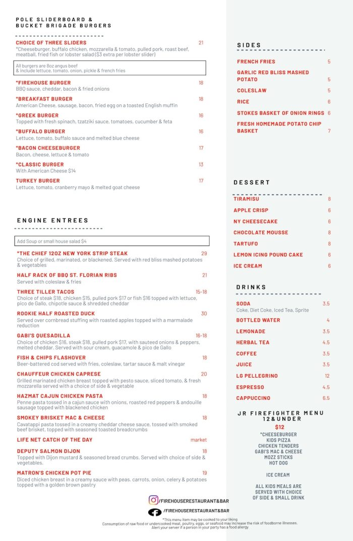Firehouse Restaurant & Bar in Sound Beach Releases Menu, Announces ...